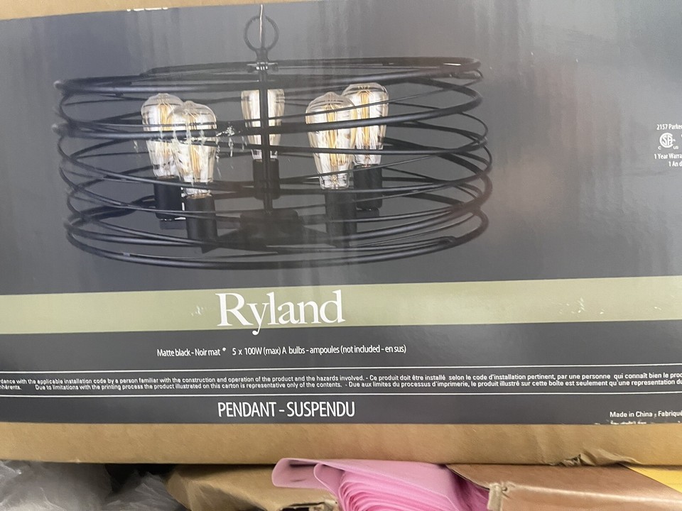 Canarm IPL411B0522 Black Ryland 5-Light 22"W Abstract Multi Light Pendant New | eBay