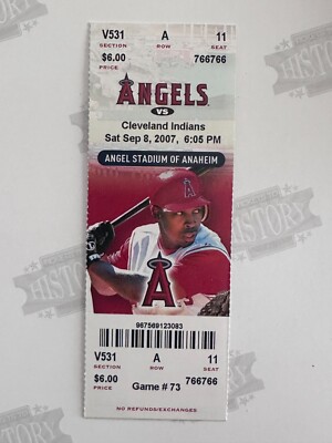 2007 Cleveland Indians at LA Angels Ticket 9/8/07 CC Sabathia CG Win | eBay