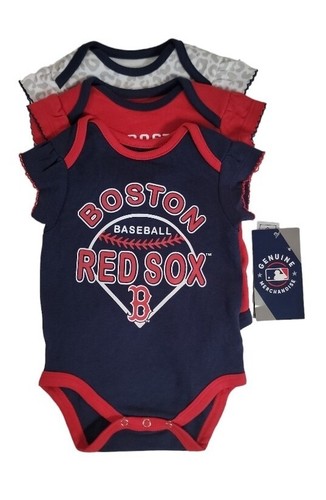 Boston Red Sox MLB Infant Baby Girls 3-Pack Bodysuits Creepers Set: 0 ...