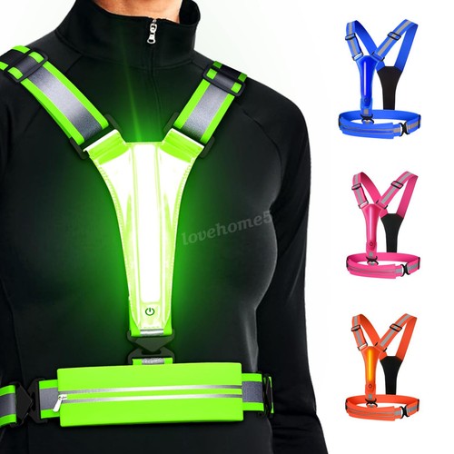 LED USB Rechargeable Reflective Safety Vest | Running Cycling Hi-vis ...