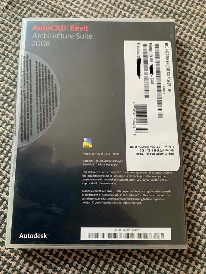 GENUINE AUTODESK AutoCAD Revit Architecture Suite 2008 Serial + Product ...