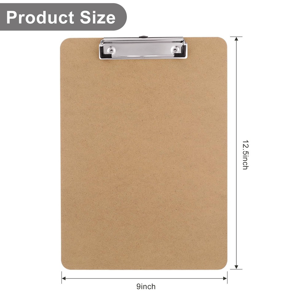 Wood Clipboards Set of 8 Letter Size Hardboard Clip Board 8.5x11 for ...