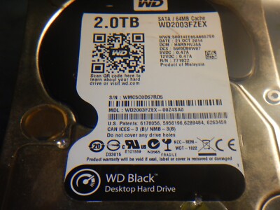 Western Digital WD Black HDD WD2003FZEX 2TB w/ 64MB Cache 6Gb/s 7200rpm ...