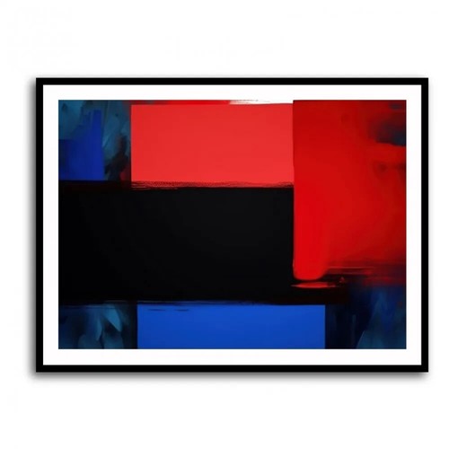 Black & Red, Blue Abstract Squares PREMIUM POSTER PRINT HIGH QUALITY ...