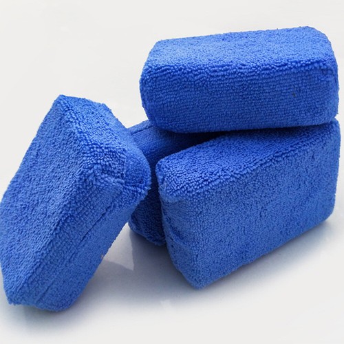 4Pc Blue Microfiber Applicator Sponge Pads for Polishing Cleaning Wax ...