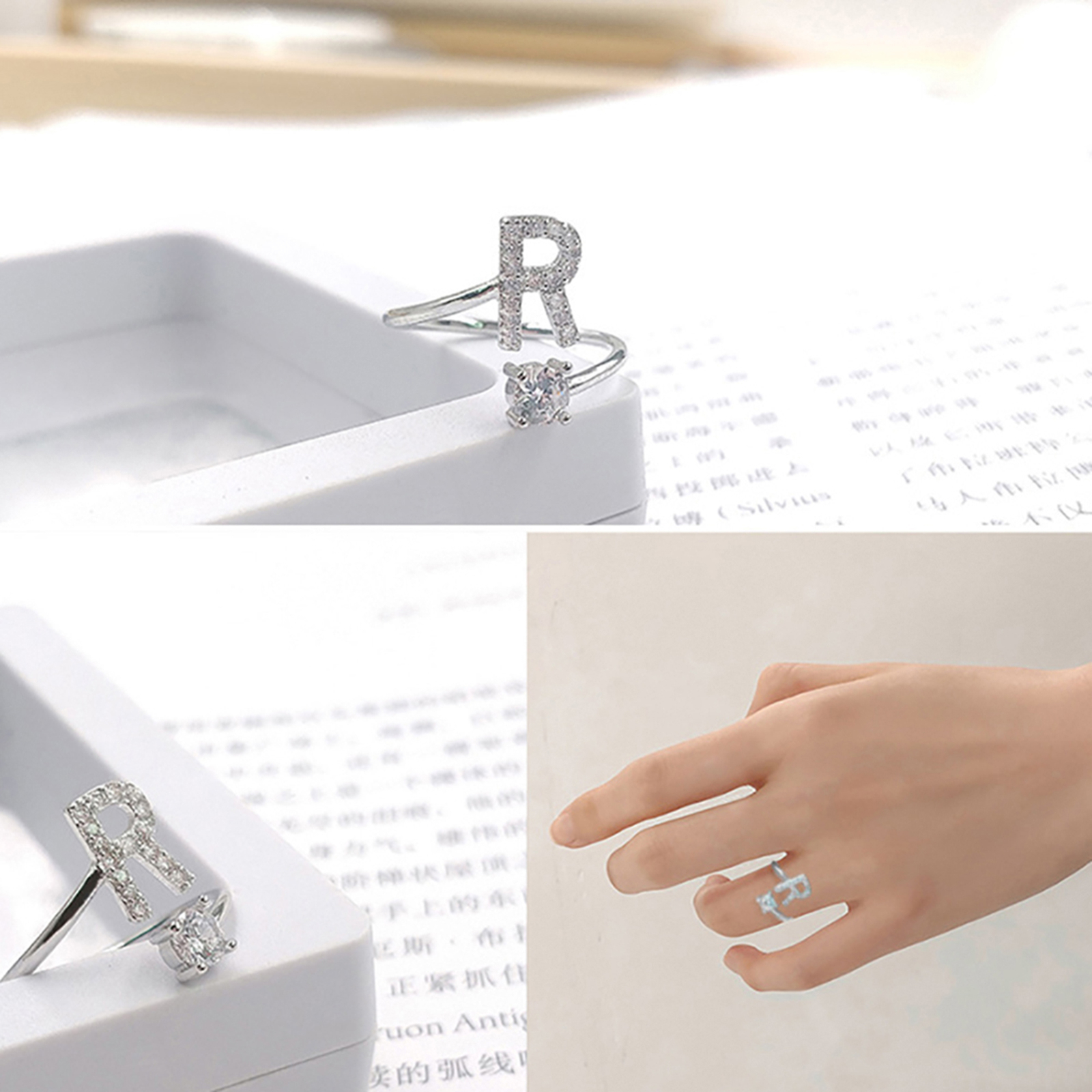 Alphabet Ring Shiny Attractive Adjustable Open End Ring Silver Color | eBay