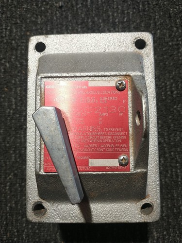 CROUSE HINDS EDSC2130 20 AMP EXPLOSION PROOF SNAP SWITCH 120/ 277 VAC ...