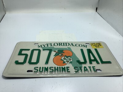 LICENCE PLATE FLORIDA SUNSHINE STATE 507 JAL | eBay