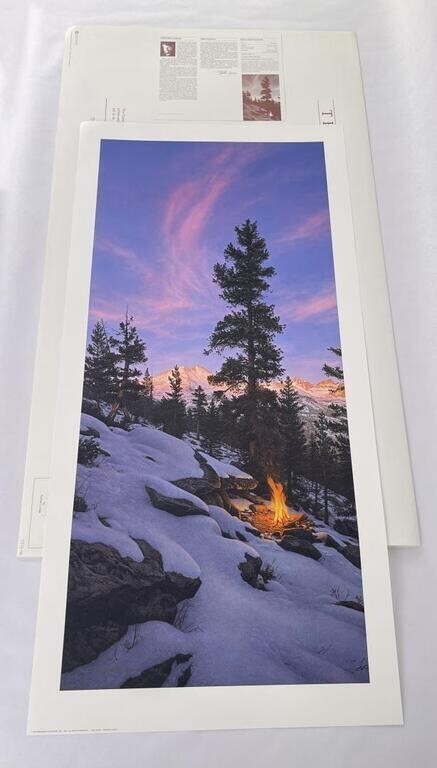 Stephen Lyman FIRE DANCE 36x16 S/N Unframed Paper Campfire Print COA ...
