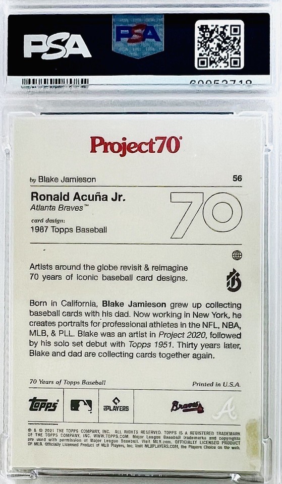2021 Topps Project 70 Ronald Acuna Jr. By Blake Jamieson #56 PSA 9 🔥 ...