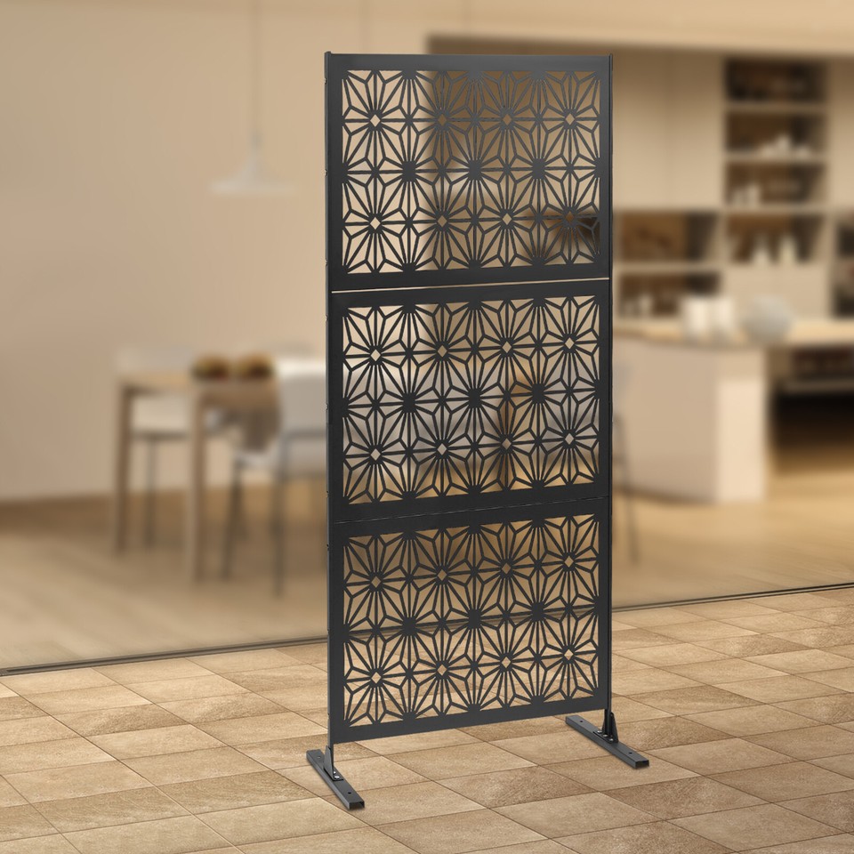 Laser Cut Panel Outdoor Steel Divider Flower Pattern Privacy Screen ...