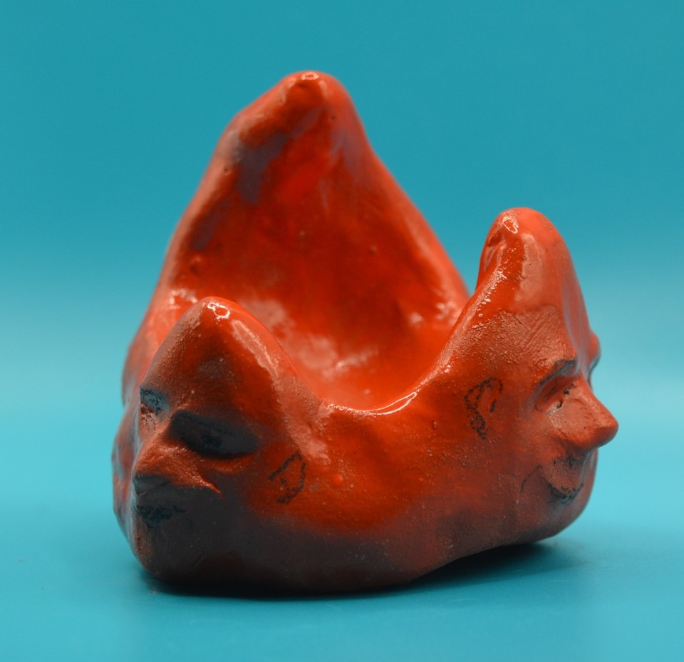 "Orange Smiling Faces" - Abstract Original Clay Sculpture. Hand made ...