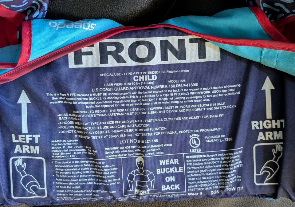 Speedo Swim Star Life Jacket for Kids 30-50lbs Model:325 | eBay