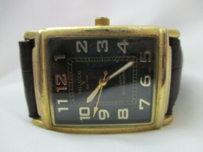 Vellaccio Analog Wristwatch Gold Tone Brown Buckle Band Rectangular ...