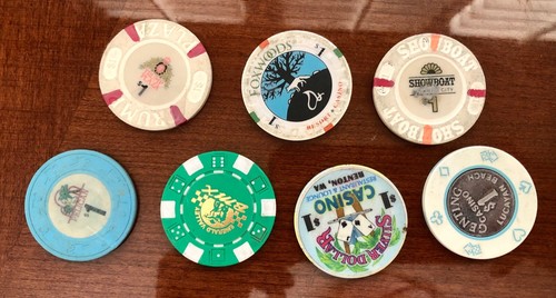 Lot of 7 Assorted Hotel Casino Token Chips Genting, Showboat, Trump ...