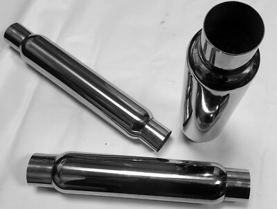 2" Exhaust Bullet Bomb Silencer Spiral Muffler Stainless Steel | eBay