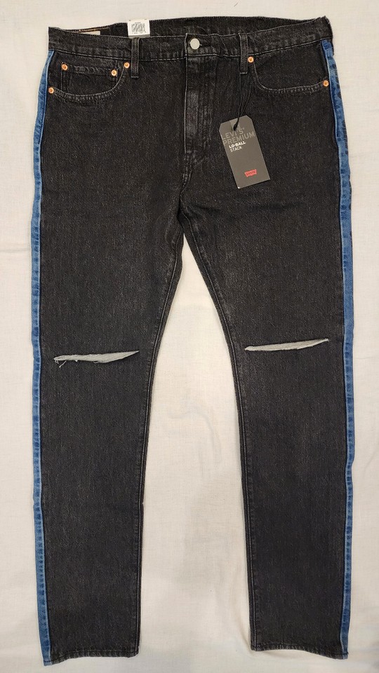 Levis Mens Lo-Ball Stack Tapered Slim Fit Knee Rip Stretch Jeans W40 ...