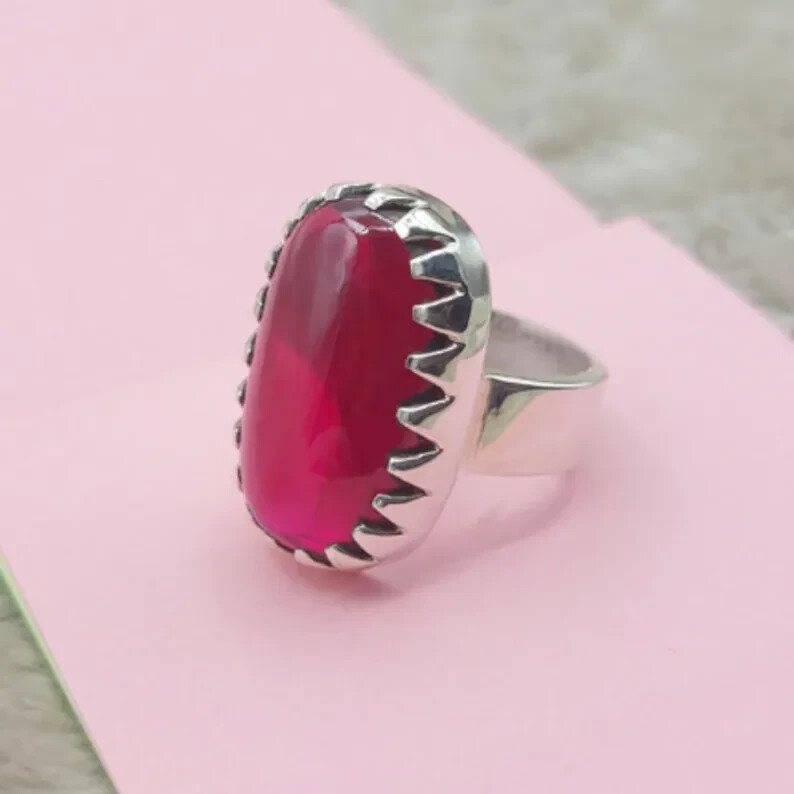 Cabochon Red Ruby Mens Ring Sterling Silver 925 Anari Yaqoot Ring ...