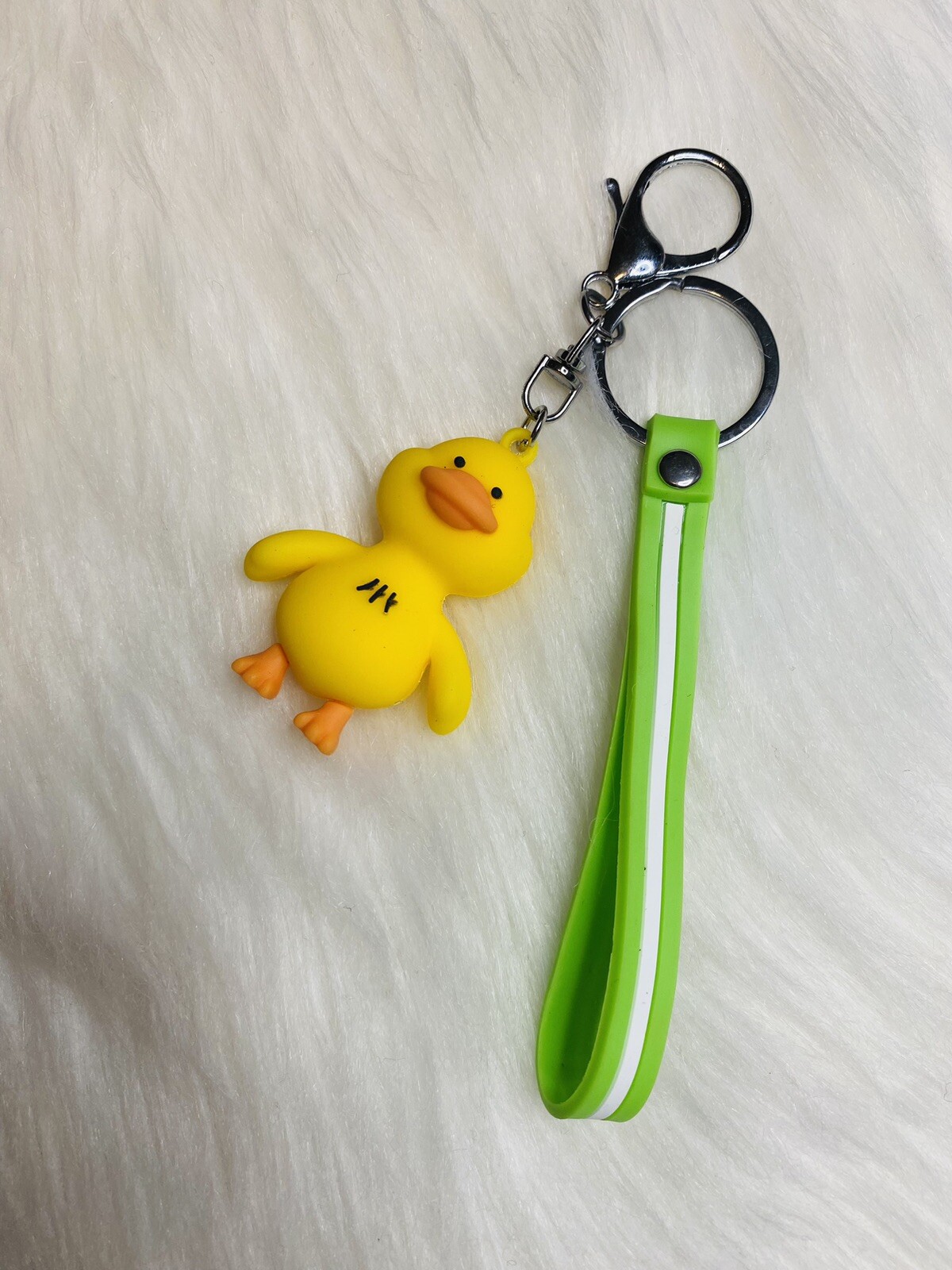 Yellow Duck Key Chain with Silicone STRAP, Charm Key Ring Hook Clip | eBay