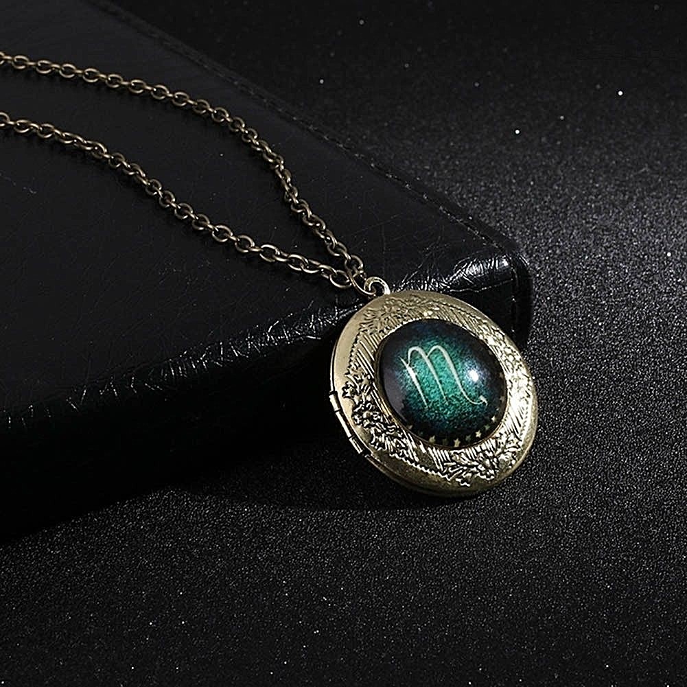 ZODIAC CONSTELLATION 1-1/4" Locket 24" Pendant Necklace Horoscope | eBay