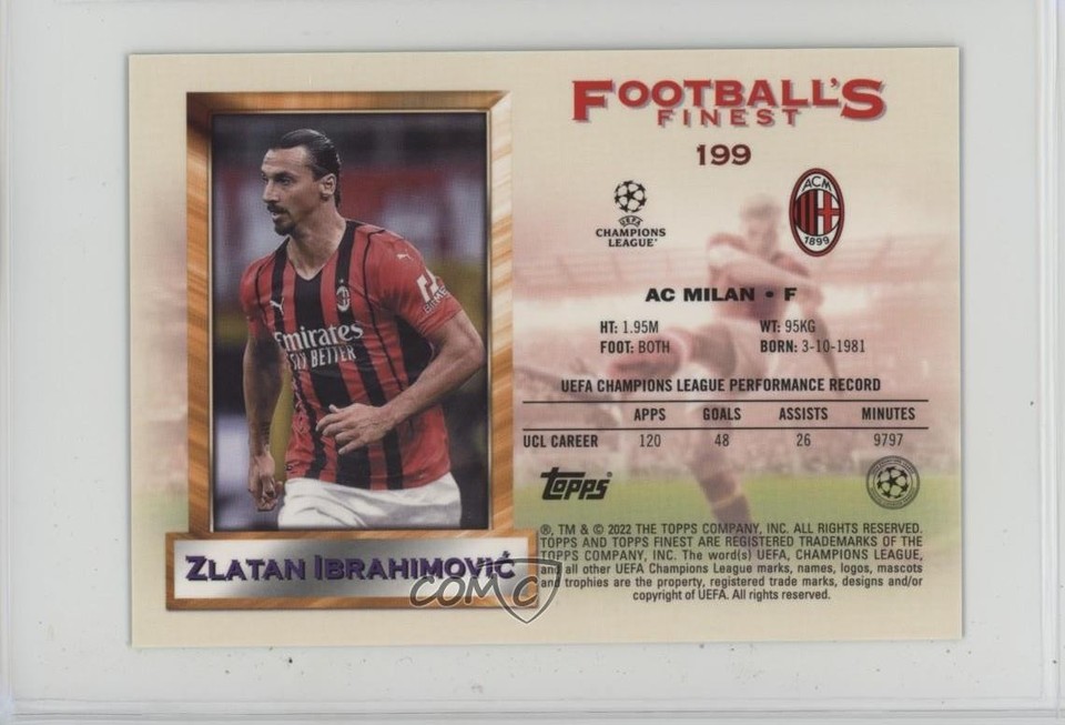 2021-22 Topps Finest Flashbacks UCL 1993 Jumbo All-Stars Zlatan ...