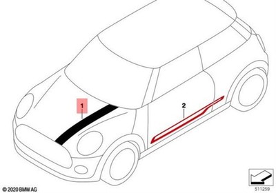 Genuine MINI Cooper F56 Decorative strip Front Left ISLAND BLUE ...
