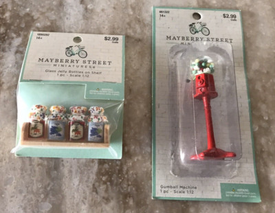 Mayberry St Miniature Jelly Jam Jars & Gum Ball Machine Doll House Home ...