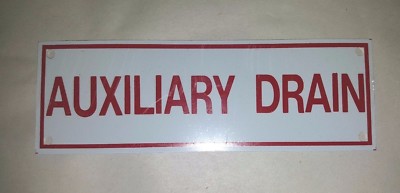 AUXILIARY DRAIN (Aluminum Sprinkler System Sign) 6" x 2" | eBay