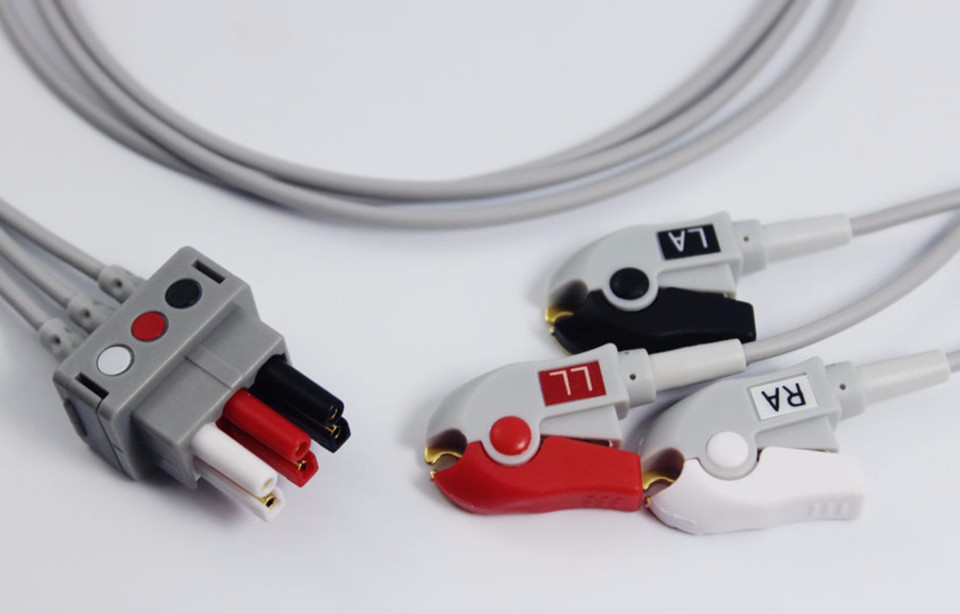 GE-ECG Leadwires 3 Leads AHA Clip Pinch Compatible | eBay