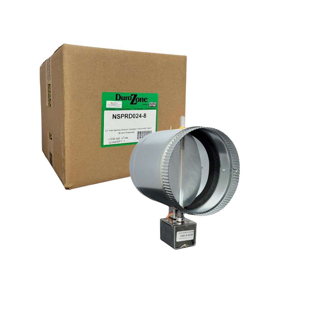 DuroZone 8” HVAC Motorized NSPRD Spring Return Damper – 24Volt AC, Zone ...
