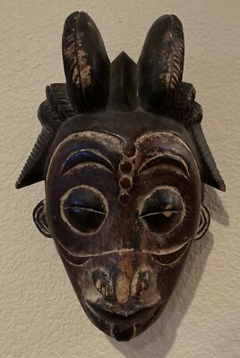 Vintage Hand Carved Wooden Mask African Tribal Puna Tribe Folk Art 12 ...