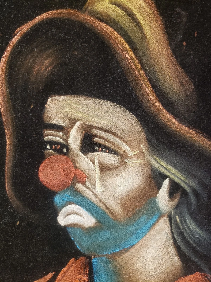 Sad Clown Painting On Velvet
