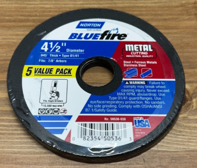 4 1/2 " FIVE PACK NORTON BLUEFIRE METAL CUTTING WHEEL (SAP018840) | eBay