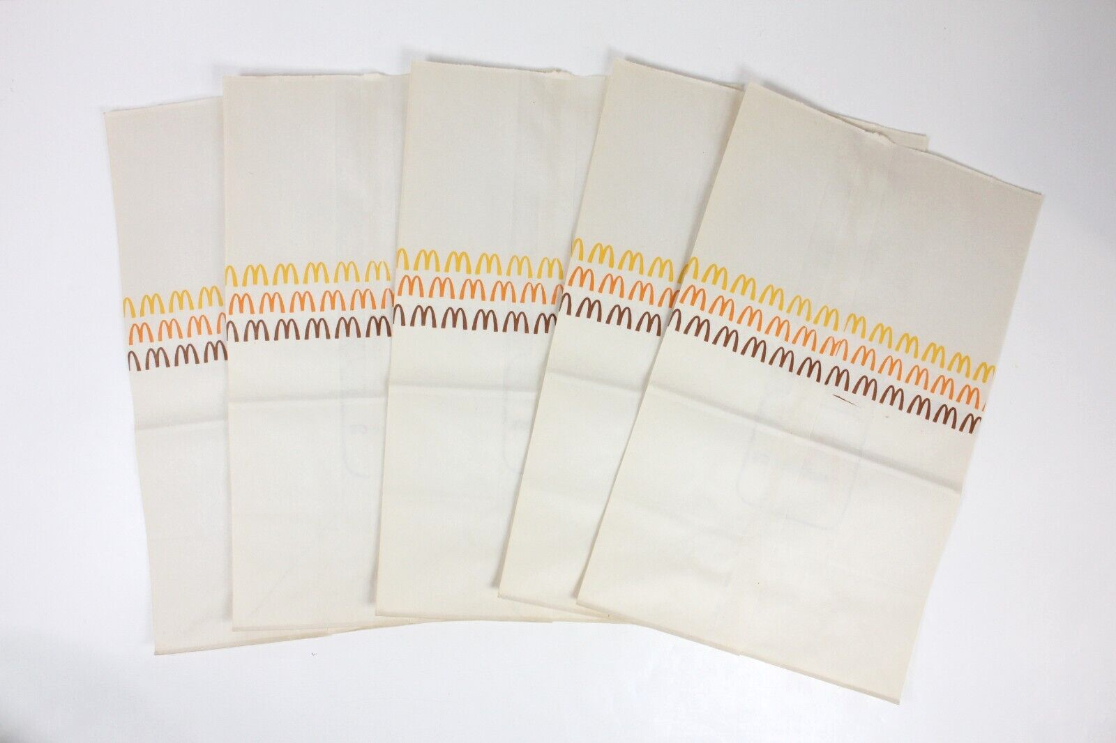 5 McDonalds Paper Takeout Bags 1988 with Brown Yellow Orange Arches ...