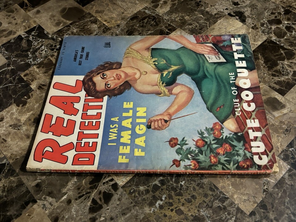 1948 Real Detective Magazine Hillman Charles Wood bloody dagger murder ...