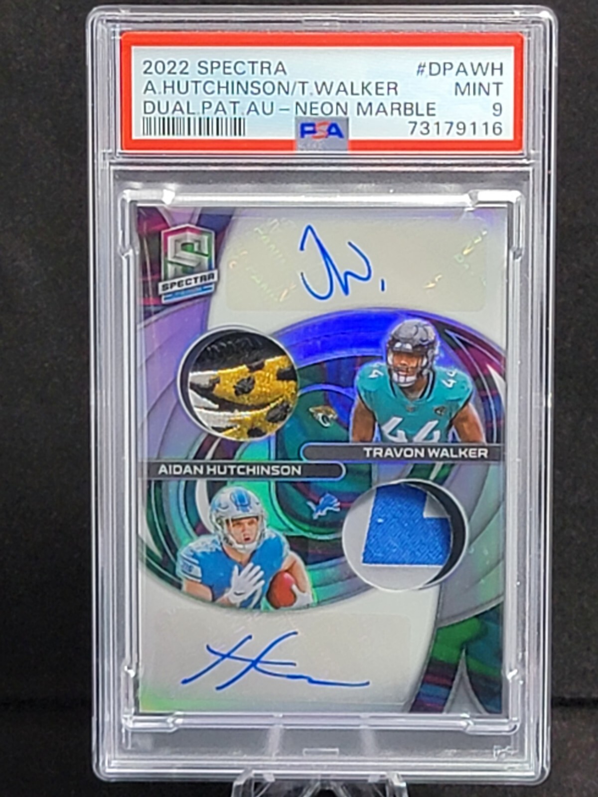 2022 Spectra Travon Walker Aidan Hutchinson Dual Patch Auto RC /4 PSA 9 ...
