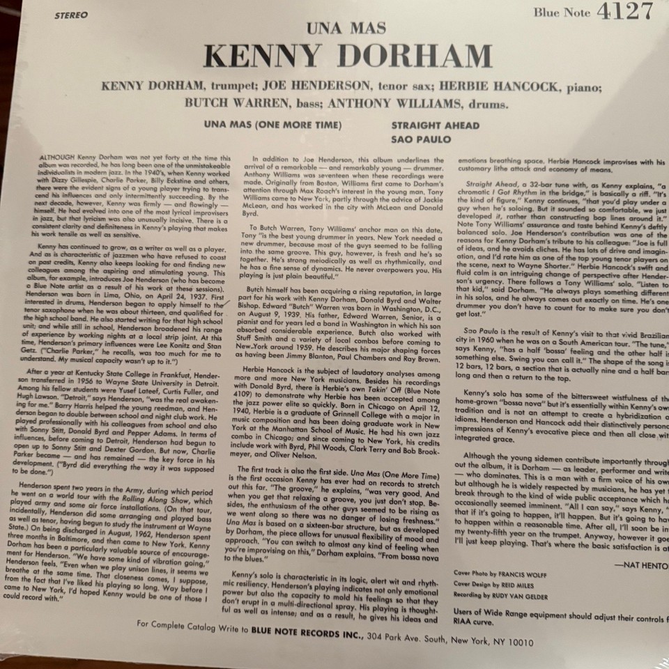 Blue Note 4127 Kenny Dorham Una Mas Vinyl Record 12" 33 RPM Reissue | eBay