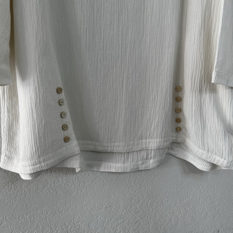 NWT Soft Surroundings Oceo Gauze Tunic Top Star White 3/4 Sleeve ...