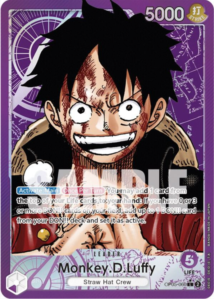 Monkey D Luffy RARE LEADER FOIL ALTERNATIVE ALT ART OP05-060 ONE PIECE ...