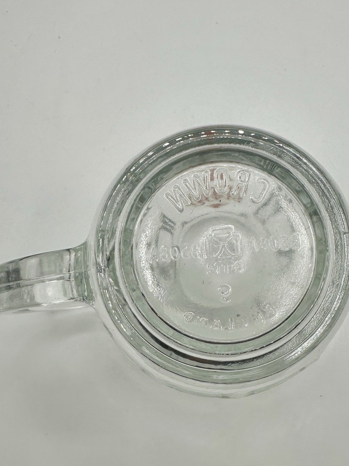 VINTAGE BASS ALE BEER MUG 8 OZ. BEVELED WINDOWPANE GLASS DESIGN CROWN ...