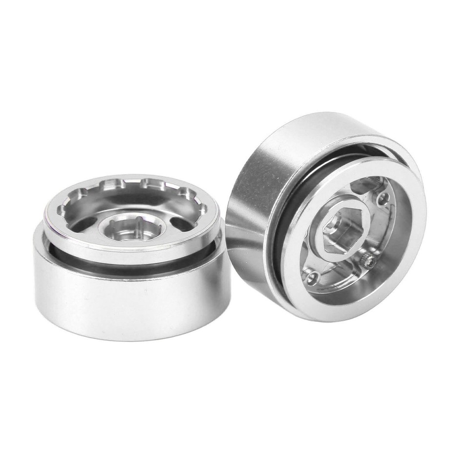 (Silver)4pcs RC Car Beadlock Wheels Rims 1.0 Inch RC Metal Wheels Rims ...