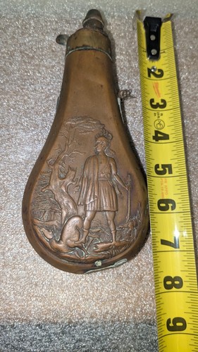 Civil War Era British Copper Gun Powder Flask With Native American ...