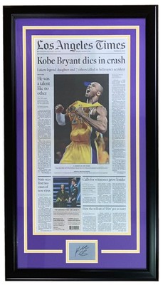 Kobe Bryant Lakers Framed Jan 27 2020 LA Times Paper w/ Laser Engraved ...