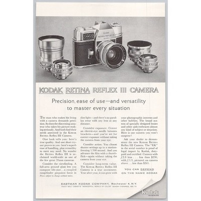 Kodak Retina Reflex III Camera Vintage 1962 Print Ad 35mm Film | eBay