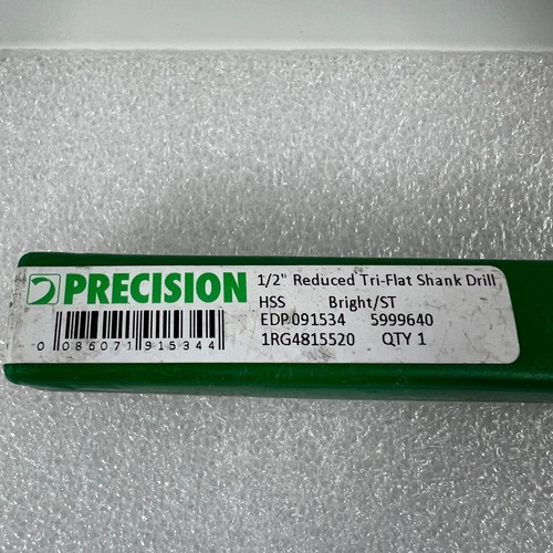 Precision Twist Drill 1/2" Reduced Tri-Flat Shank Drill Bit 17/32", HSS ...