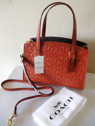 New Coach Signature Rust Garnet Charlie Carryall 28 Handbag, Crossbody ...