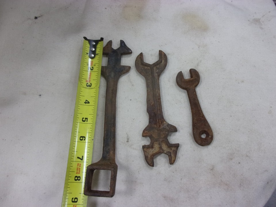 Lot of 3 Old Farm Implement Plow Wrenches Multi Tool Antique Vtg Square ...