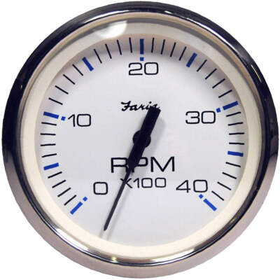 Faria Chesapeake White SS 4" Tachometer - 4000 RPM (Diesel) (Magnetic ...