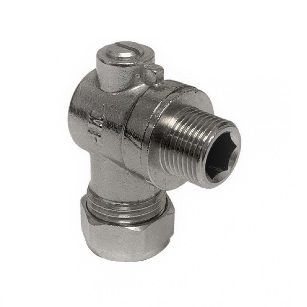 Flat Faced Male ANGLED Isolating Valve Chrome for Tap Connectors 15mm x ...