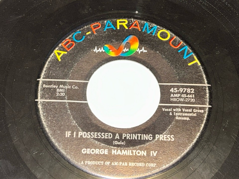 VG+ George Hamilton IV Only One Love/If I Possessed A Printing 45RPM ...